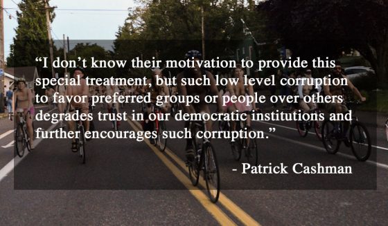 What does Patrick Cashman have against the World Naked Bike Ride ...