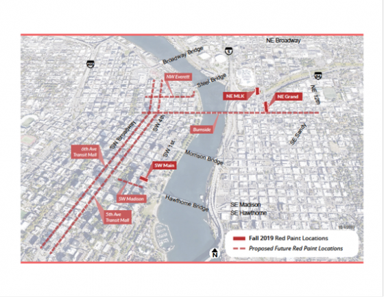 Portland’s first red bus lane will be installed today – BikePortland