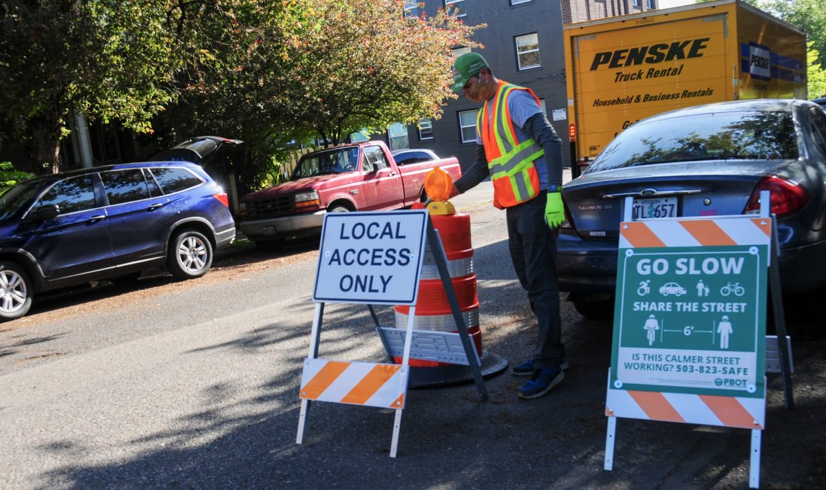 Portland installs first of 100 temporary diverters to tame traffic and ...
