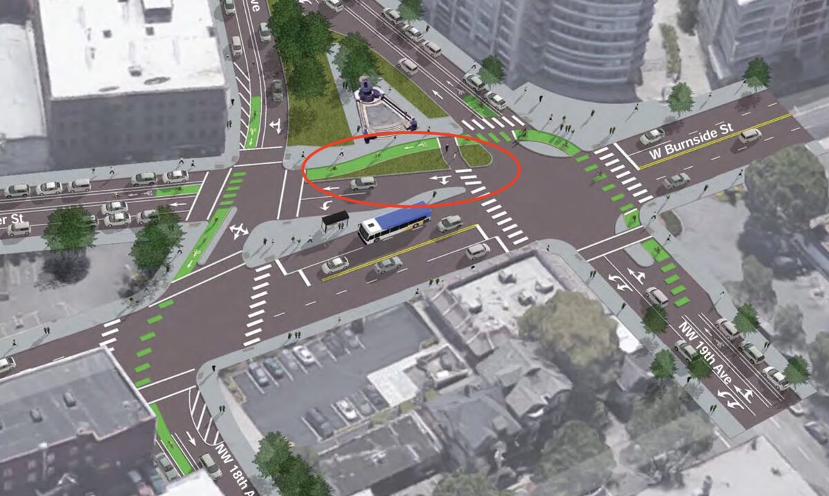 Closer Look: Protected intersection and bike lane on W 19th at Burnside ...
