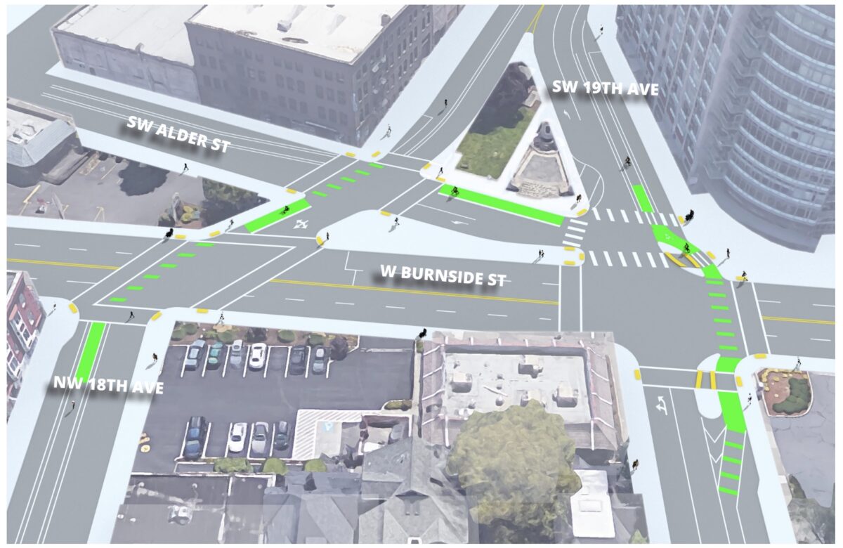 Closer Look: Protected intersection and bike lane on W 19th at Burnside ...