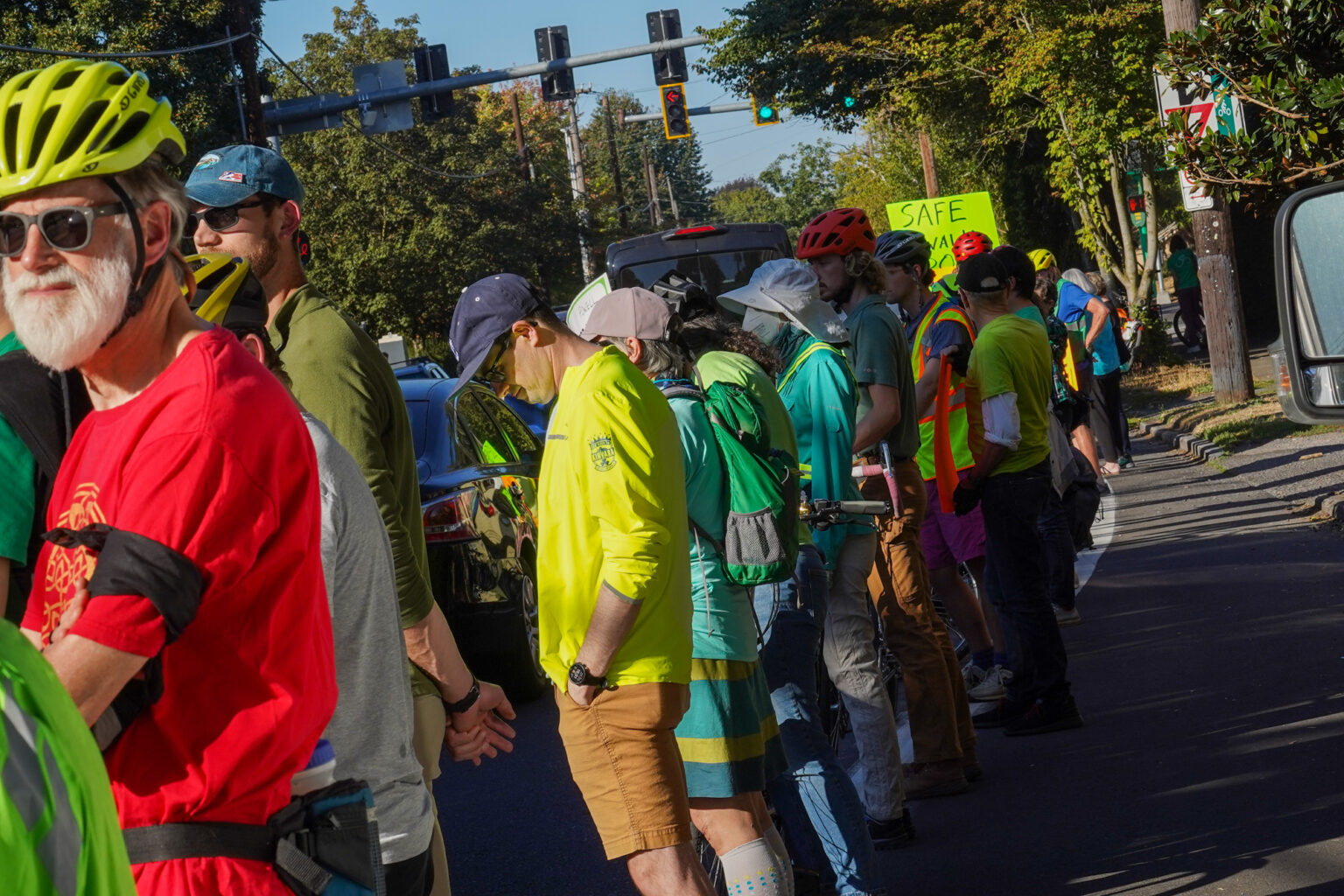 Human-protected bike lane protest draws attention to deadly ...