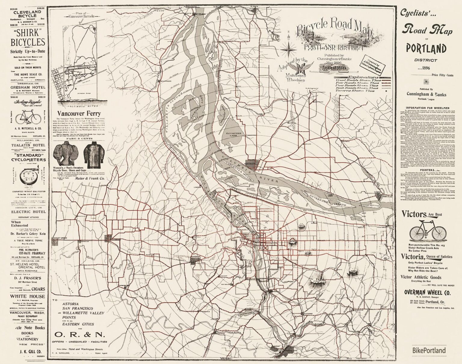1896 Portland Bike Map – BikePortland