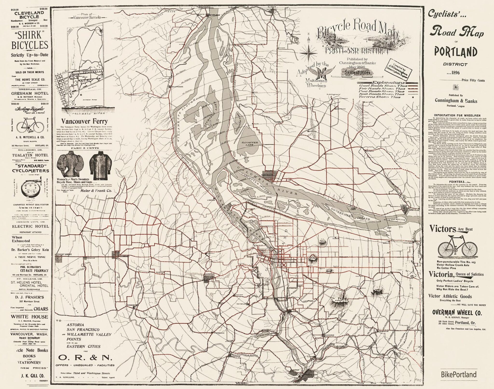 1896 Portland Bike Map – BikePortland