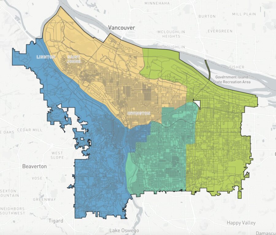 Draft maps give first look at Portland’s new council districts ...