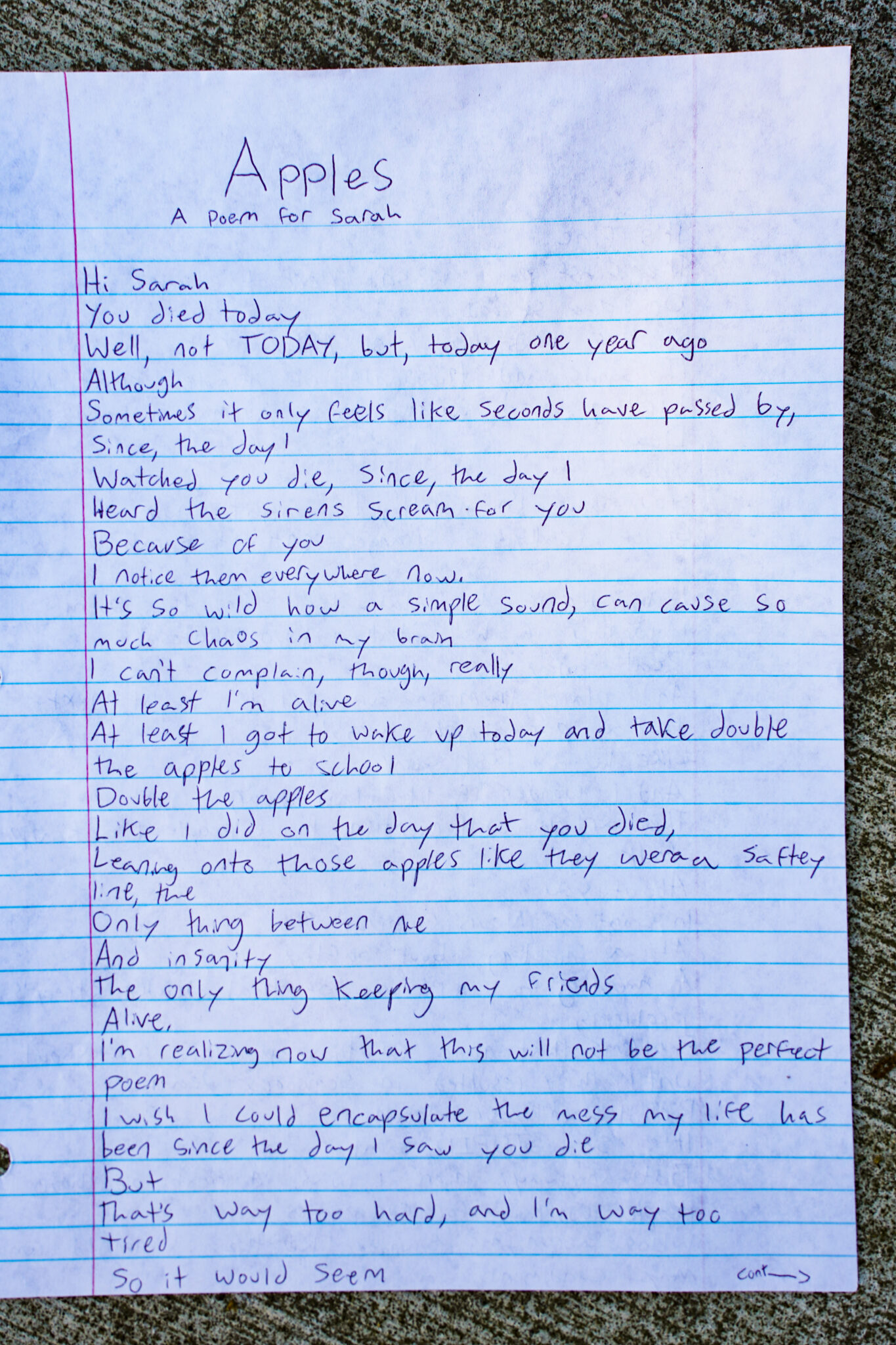 ‘Apples,’ a poem for Sarah Pliner on the one-year anniversary of her ...