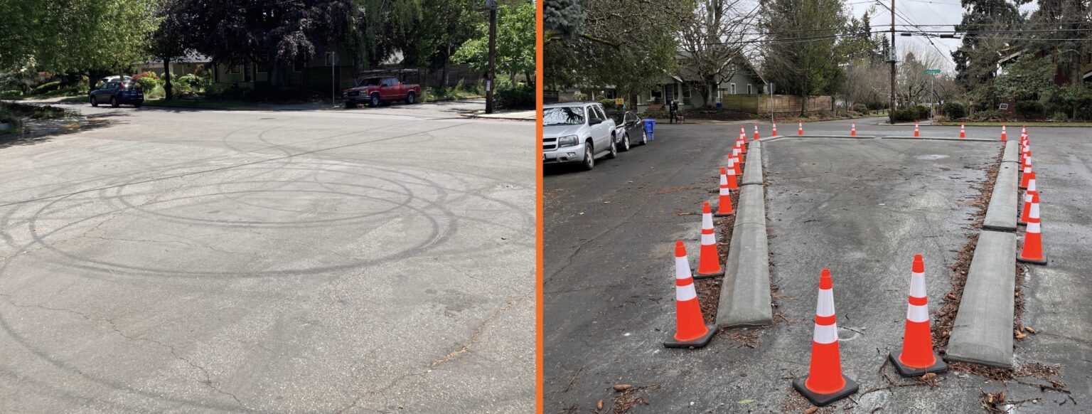Concrete curbs in South Tabor neighborhood aim to tame drivers’ donuts ...